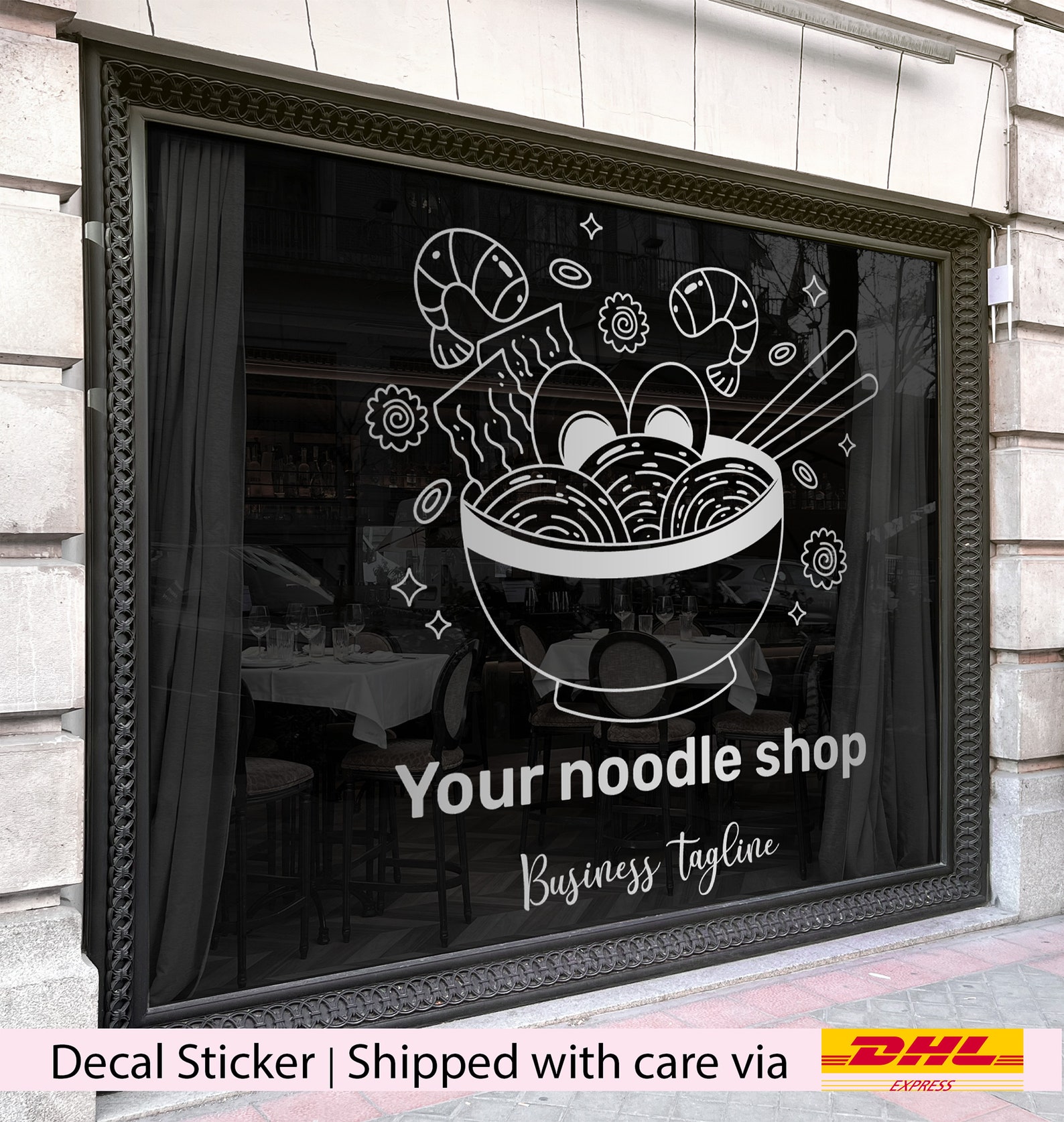 Custom Decal Sticker Noodle Restaurant for Business Logo Window Wall ...