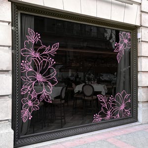 Large Size Peony Style Flower Vinyl Decal for Window or Wall, Elegant ...