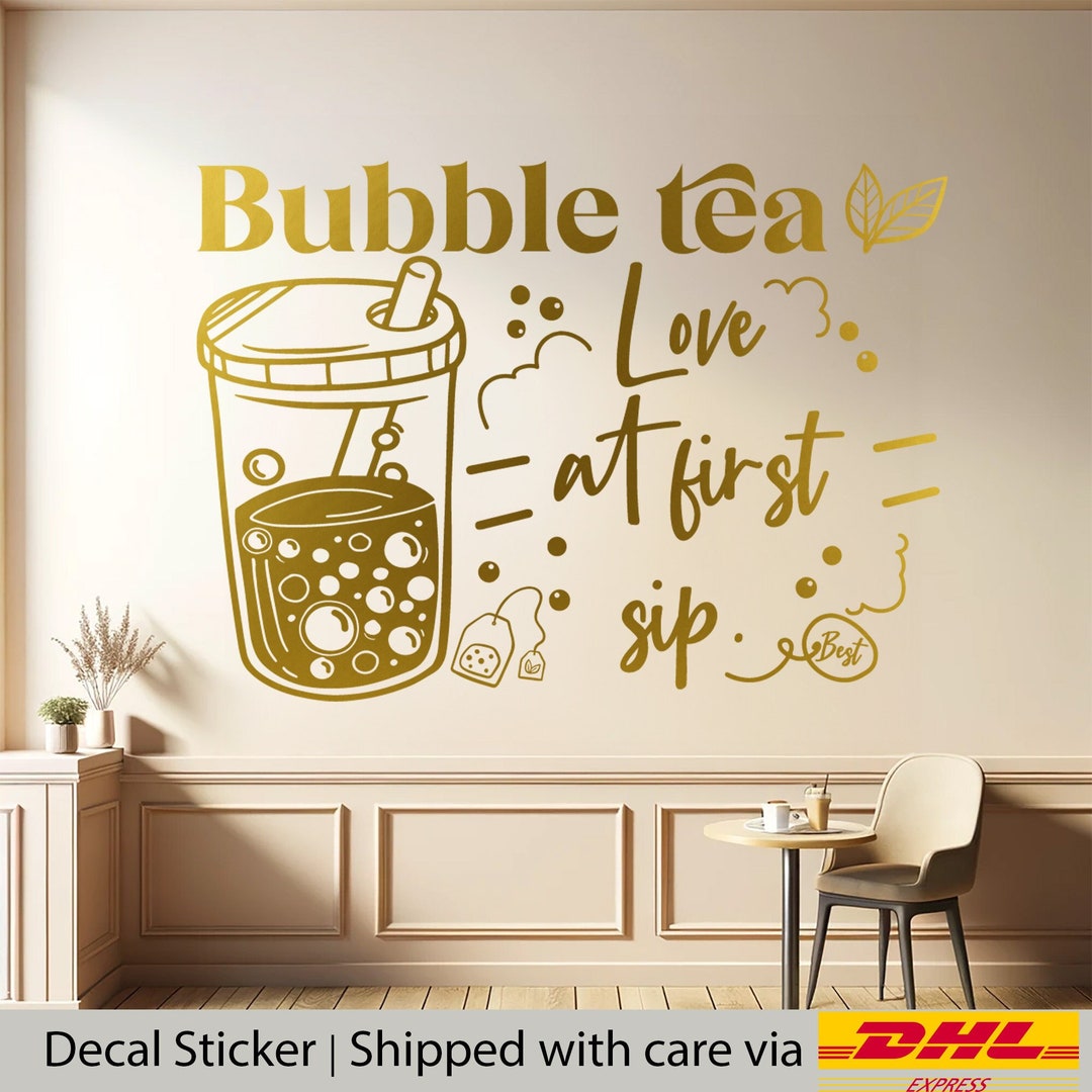 Adorable Boba Tea Decal Sticker - 'love at First Sip' - Perfect for ...