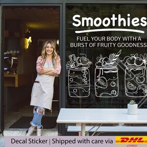 Hand Draw Line-art Smoothies Drinks Vinyl for Juice Bar Shop Window and ...