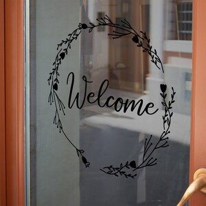 Little Flower Wreath Window Letterings Decal, Personalised Sticker for ...