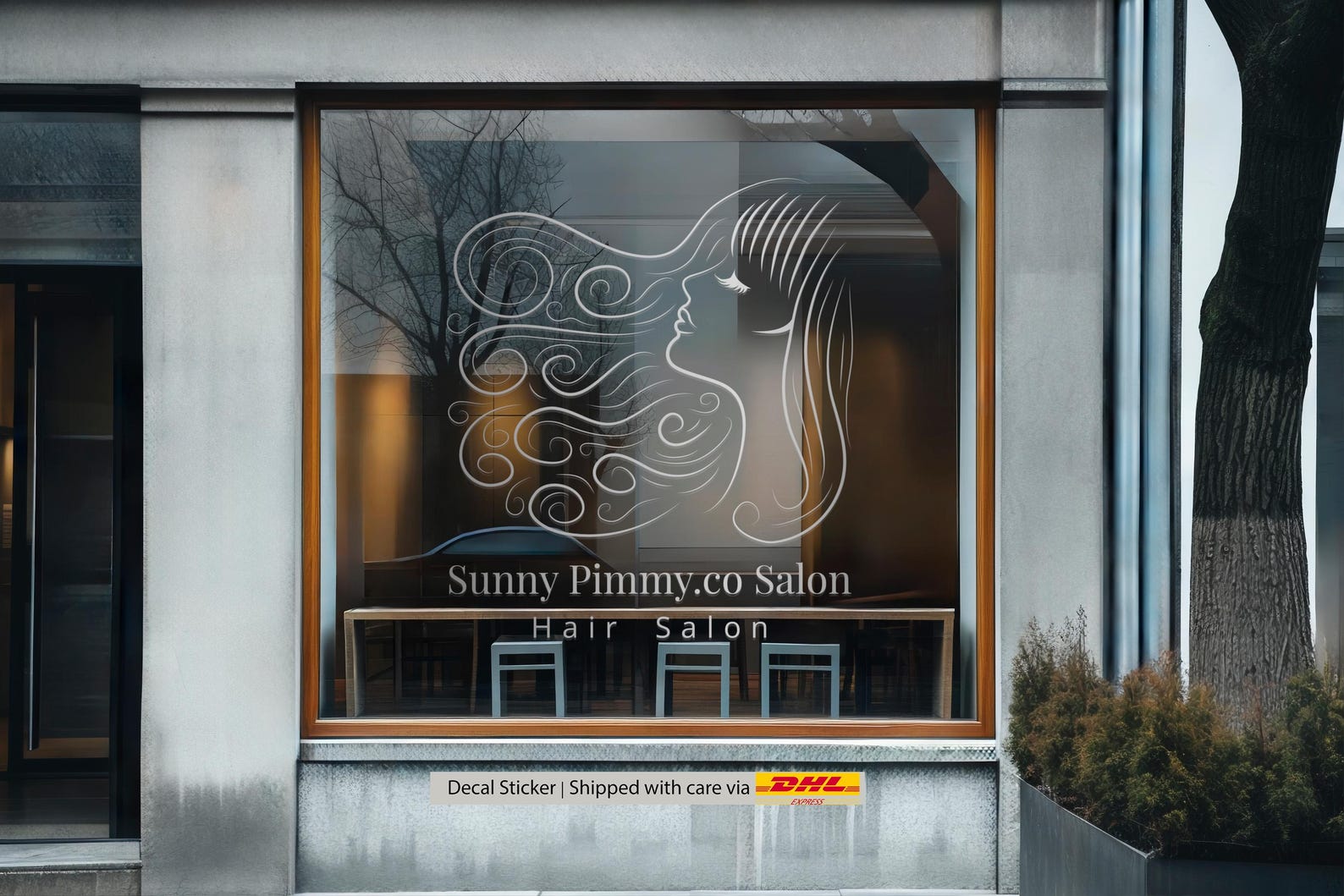 Women Beauty Hair Salon Decals, Personalized Business Name Window ...