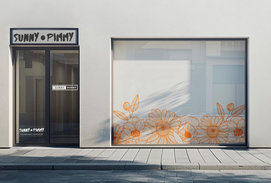 Sunflower and Botanic Wild Flower Outline for Top or Bottom Window Wall ...