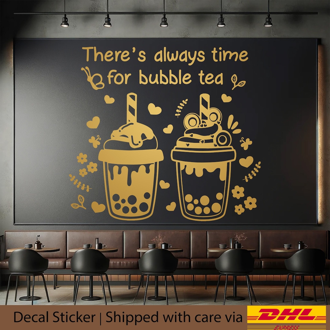 Bubble Tea Decal for Window and Wall, Cafe Window Decal, Front Shop ...