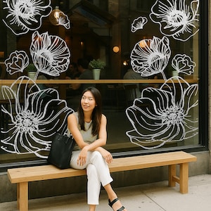Flower Decals for Shop Display Window, Window Decoration, Outdoor ...