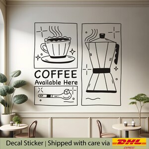 Minimalise Coffee Decals Restaurant Decor, Beautiful Coffee Line Art ...