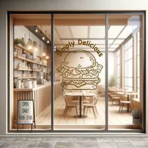 Custom Decal Sticker Burger Cafe for Business Logo Window Wall ...