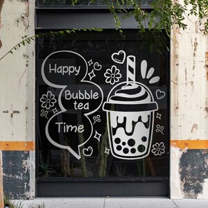 Bubble Tea Decal for Shop Window, Display Showcase Bubble Tea, Custom ...