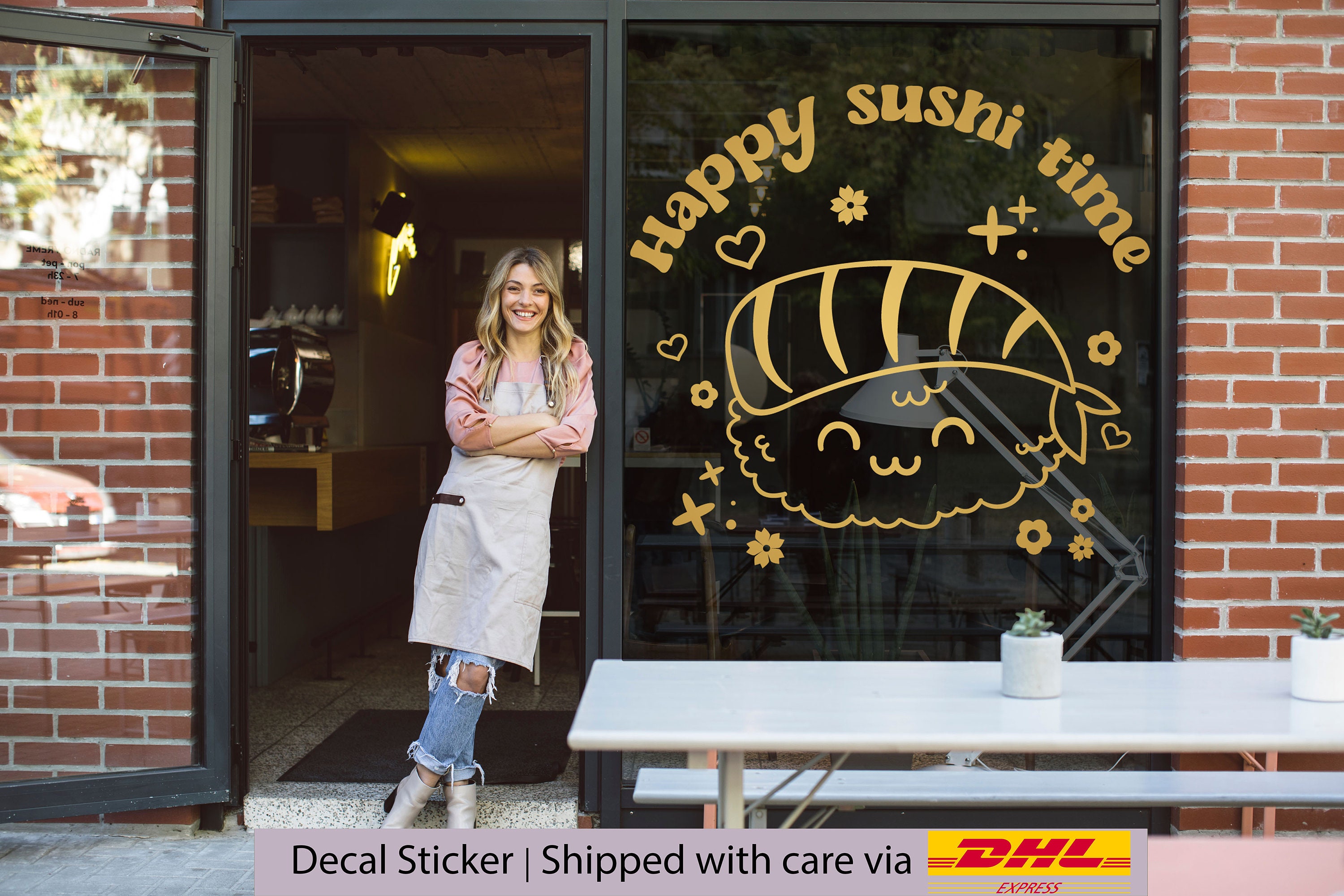 Custom Sushi Restaurant Window & Wall Vinyl Decals, Eye-catching Sushi ...