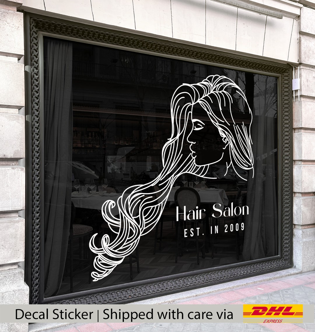 Elegant Hair Salon Decal Sticker for Front Shop Decor, Custom Retail ...