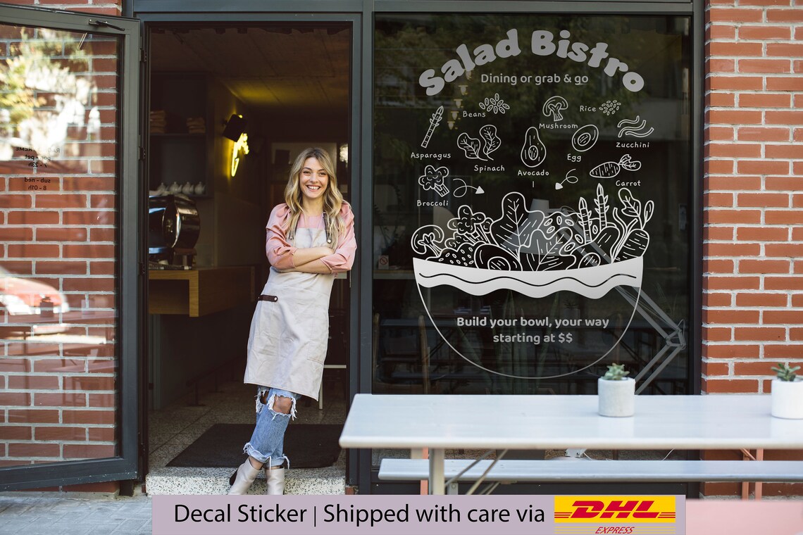 Salad Bistro and Cafe Sticker Decal for Window and Wall Decoration ...
