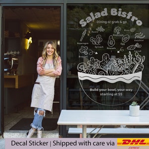 Salad Bistro and Cafe Sticker Decal for Window and Wall Decoration ...