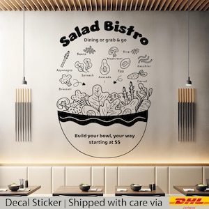 Salad Bistro and Cafe Sticker Decal for Window and Wall Decoration ...