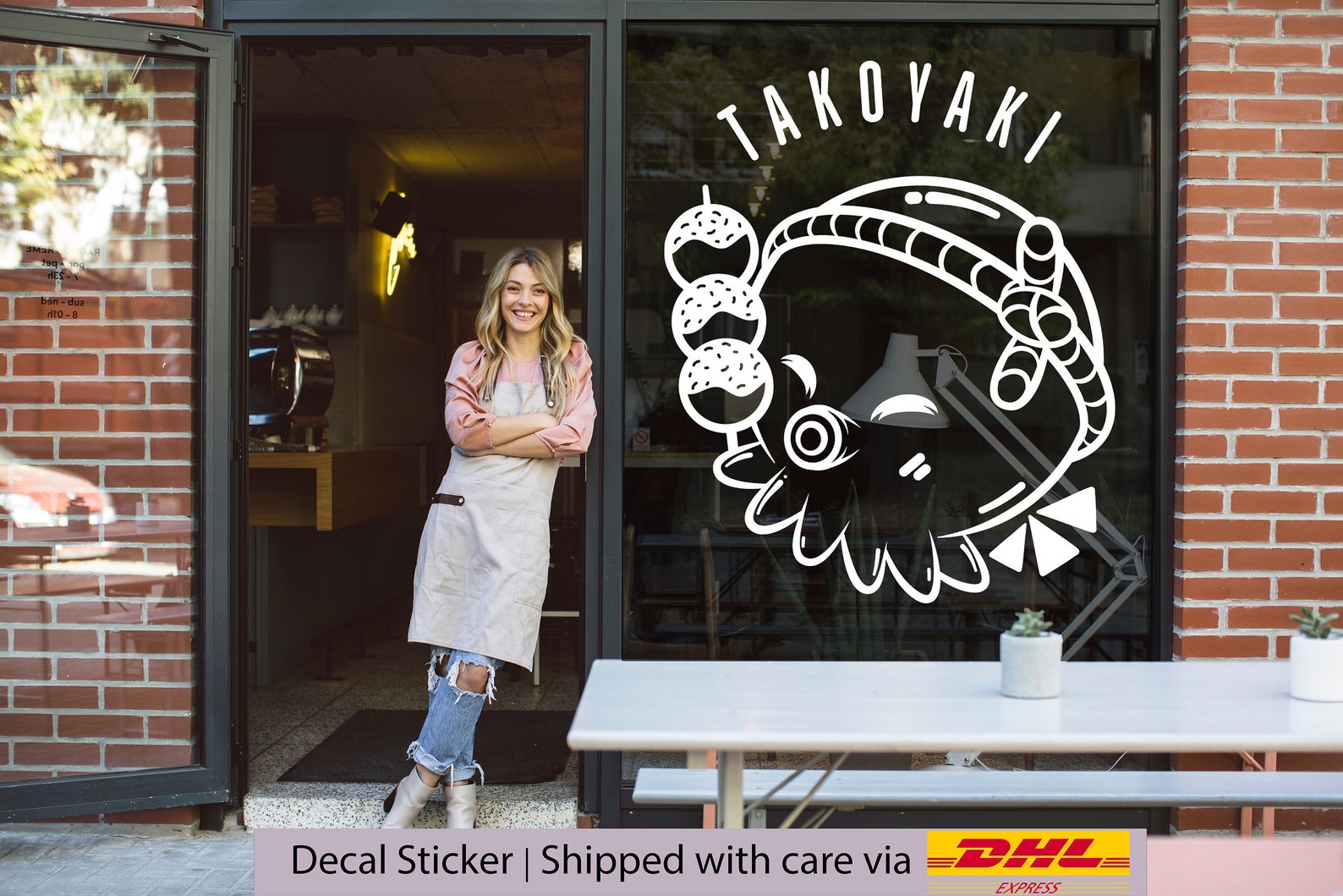 Cute Takoyaki With Octopus Decal Sticker for Restaurant & Food Truck ...