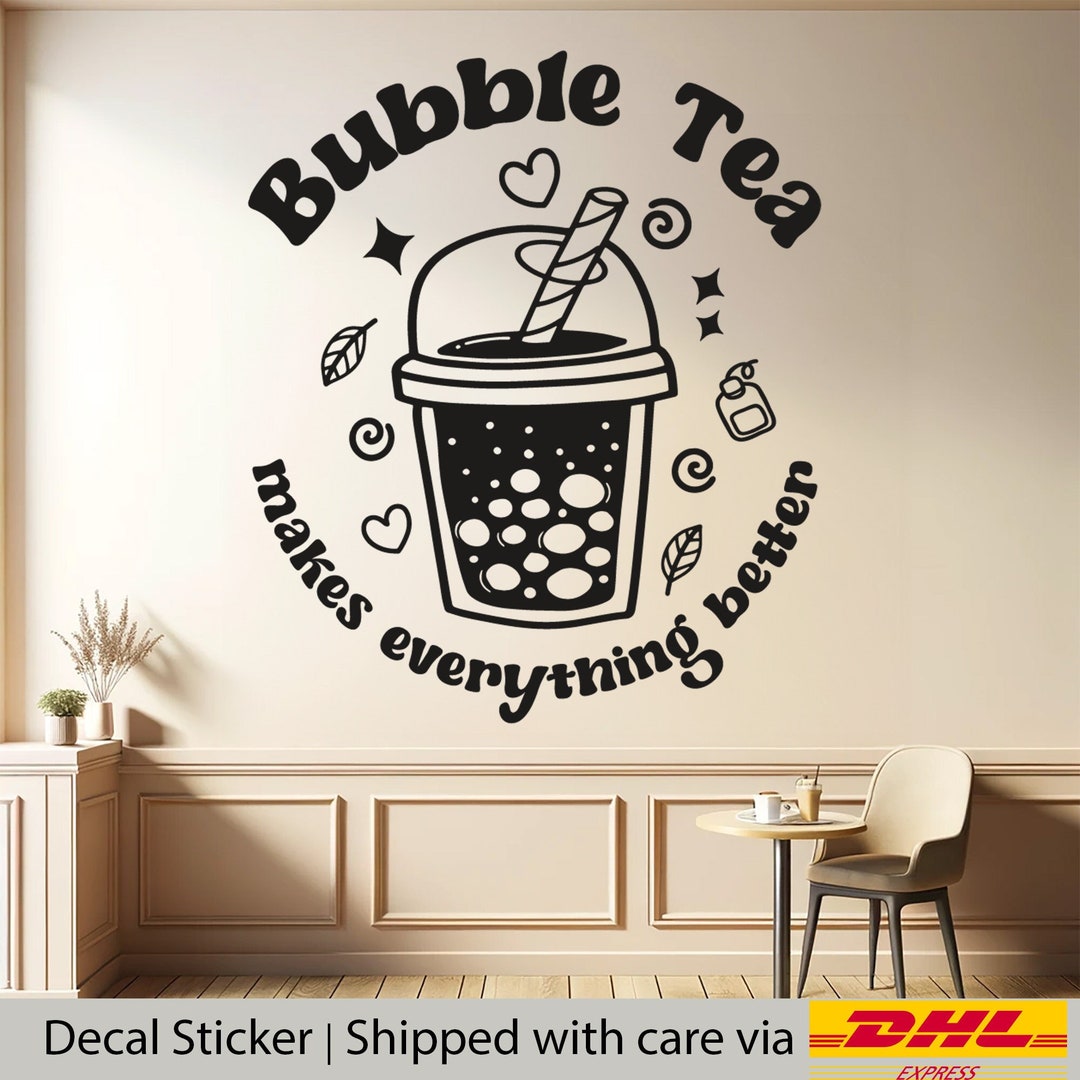 Bubble Tea Decal for Shop Window Decoration and Business Advertisement ...