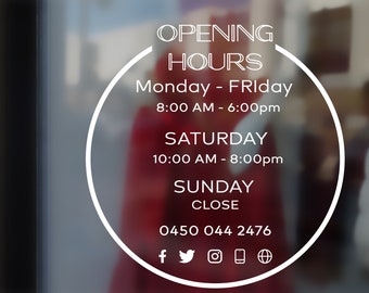 Hours Door Decal - Etsy