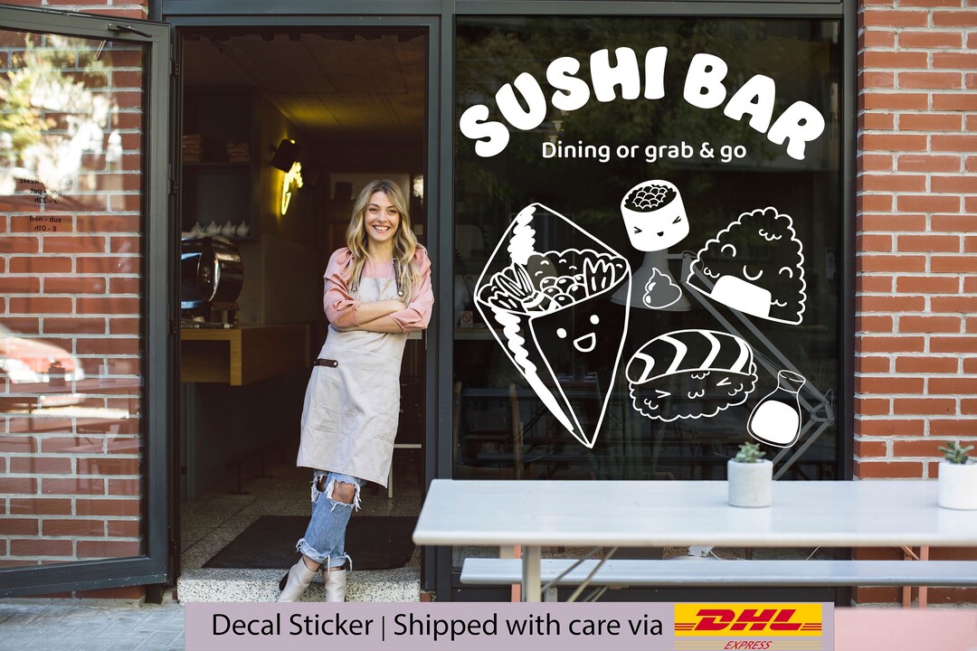 Sushi Restaurant & Bar Vinyl Decal Perfect Window and Wall Decor for ...
