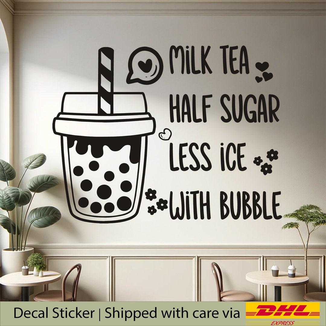 Bubble Tea Decal for Window and Wall Decor, Bubble Milk Tea Sticker ...