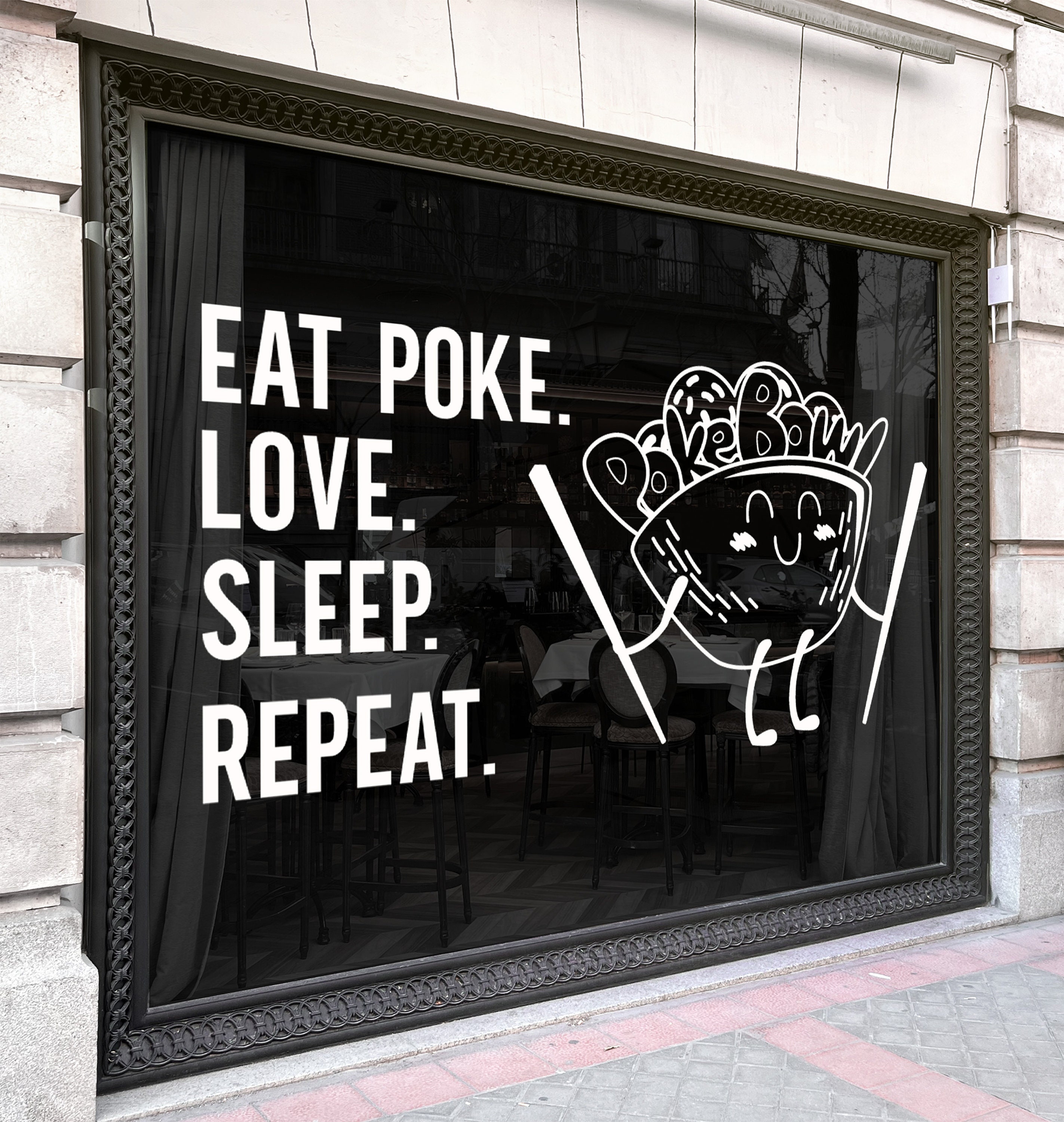 Hawaii Poke Bowl Decal Restaurant Window Decoration, Removable Vinyl ...