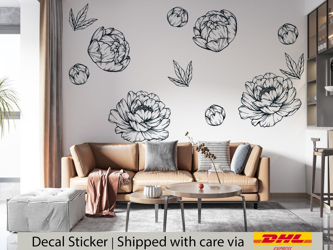 Whole Set Peony Flower Decal for Shop Window and Wall Decoration ...