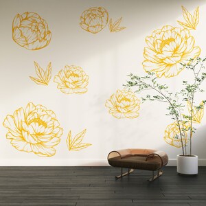 Peony Flower Decal for Shop Window Showcase, Large Flower Outline Decal ...