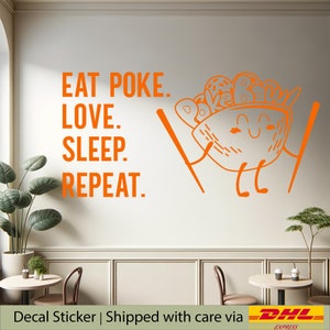 Hawaii Poke Bowl Decal Restaurant Window Decoration, Removable Vinyl ...