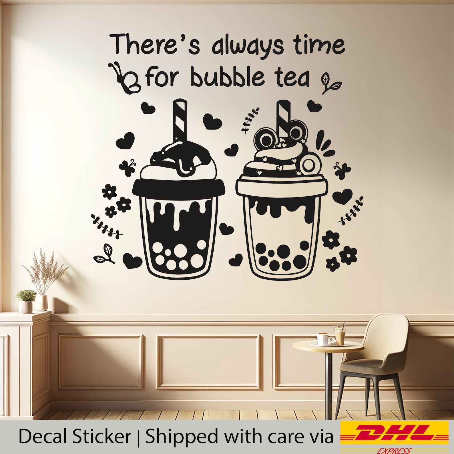 Bubble Tea Decal for Window and Wall, Cafe Window Decal, Front Shop ...