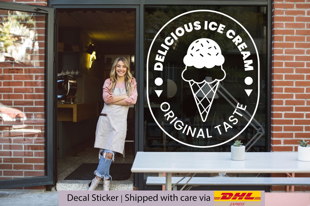 Sweet Ice-cream Logo Vinyl Outdoor Decal Design for Cafe Window and ...
