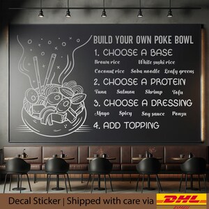 Personalised Poke Bowl Wall and Window Decal Vinyl Sticker for ...