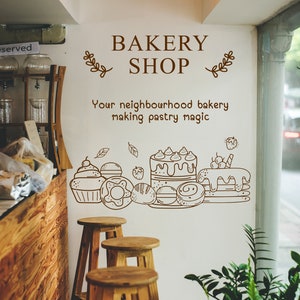 Bakery Pastry Vinyl Decal Business Logo | Bread Croissant Customise ...