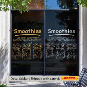 Hand Draw Line-art Smoothies Drinks Vinyl for Juice Bar Shop Window and ...