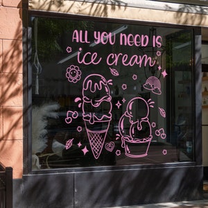 Beautiful Ice-cream Lettering Vinyl Signage on Window and Wall Shop ...
