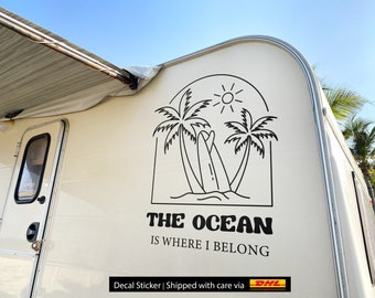 Tropical Palm Tree Sun Rays Camper RV Motor Home Mural Vinyl Graphic ...