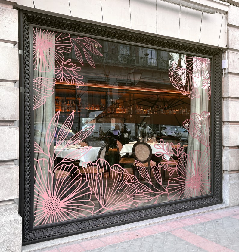 Flower Outline Decals Flower Decal for Shop Window Display - Etsy Australia