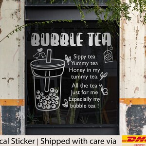 Adorable Boba Tea Quote Wall Window Decal Cafes and Shop Decor, Custom ...