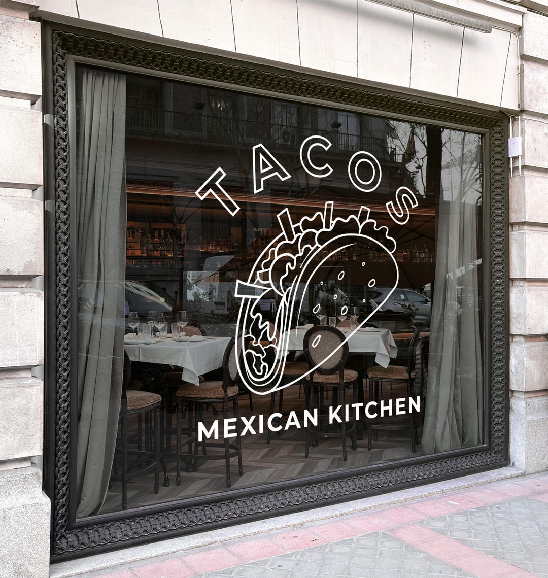 Minimalise Tacos Mexican Restaurant Window Wall Decor, Food Quote ...