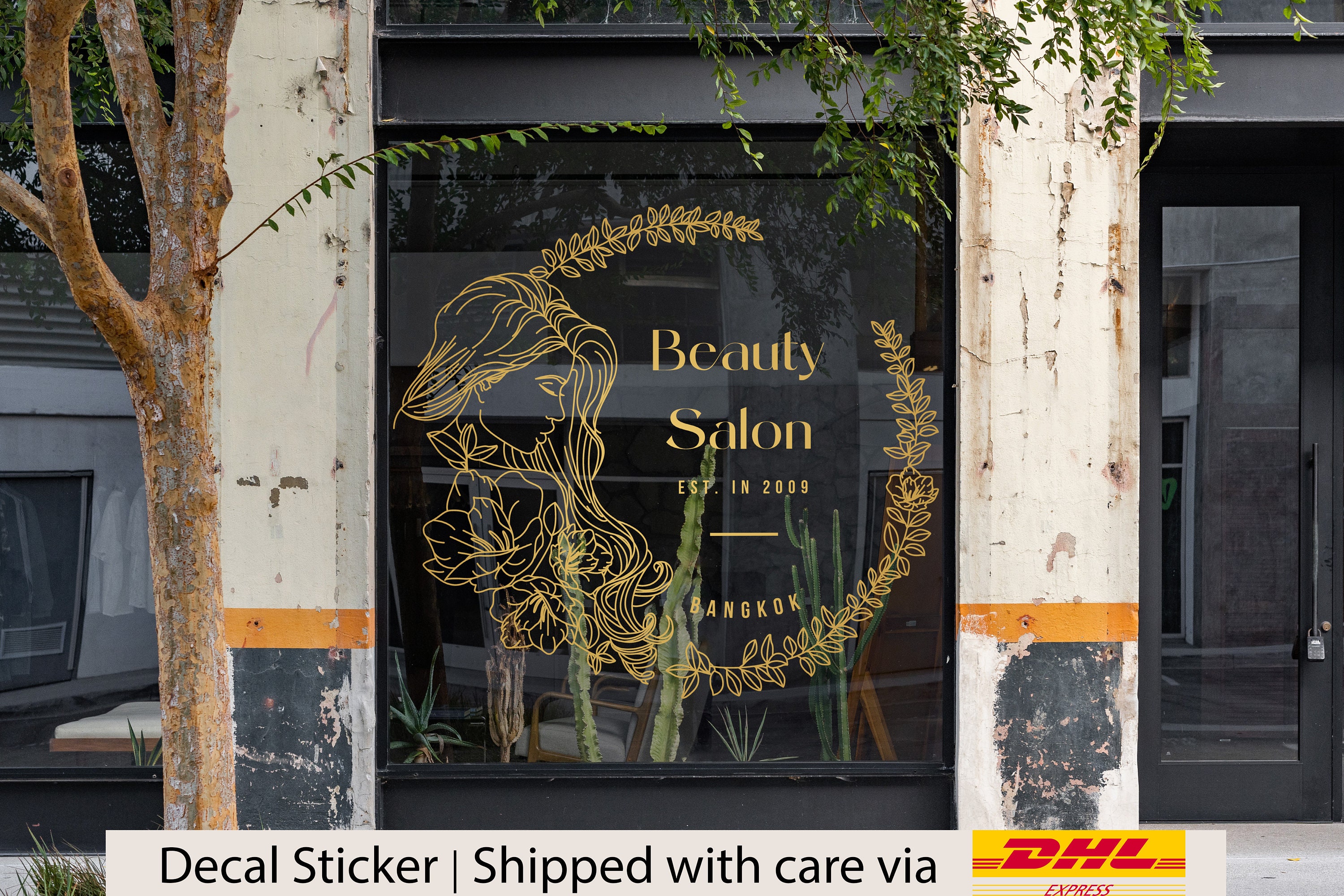 Front Store Beauty Hair Salon Window and Wall Decal, Custom Business ...