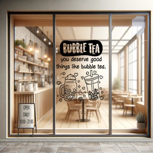 Chic Bubble Tea Wall Decal - Business Vinyl Sticker - Customizable ...