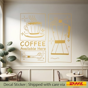 Minimalise Coffee Decals Restaurant Decor, Beautiful Coffee Line Art ...