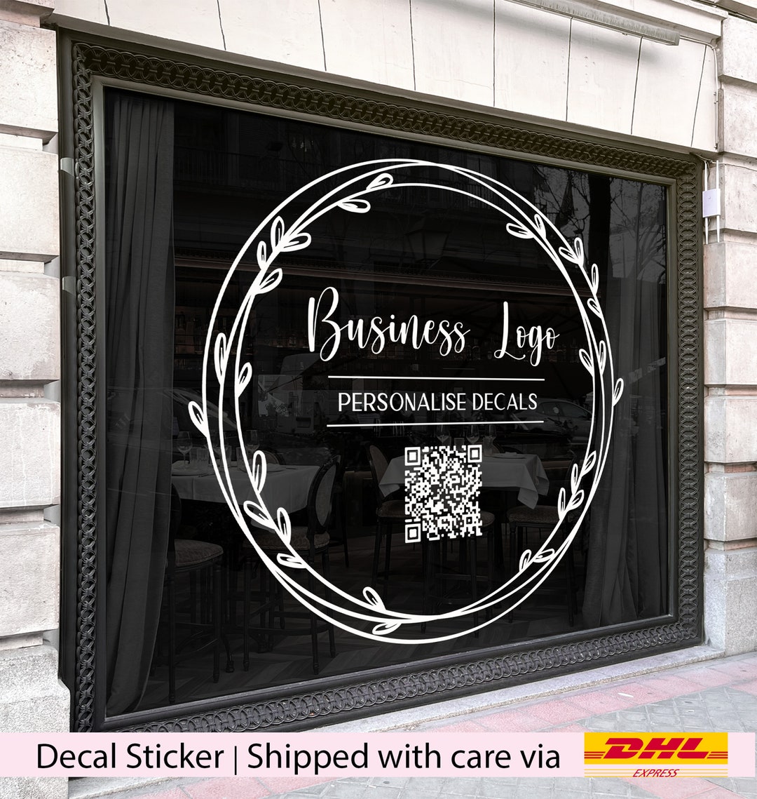 Elegant Floral Wreath Vinyl Decals Custom Text, Round Leave Veins ...