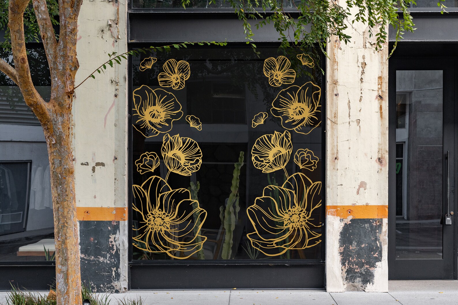 Flower Decals for Shop Display Window, Window Decoration, Outdoor ...