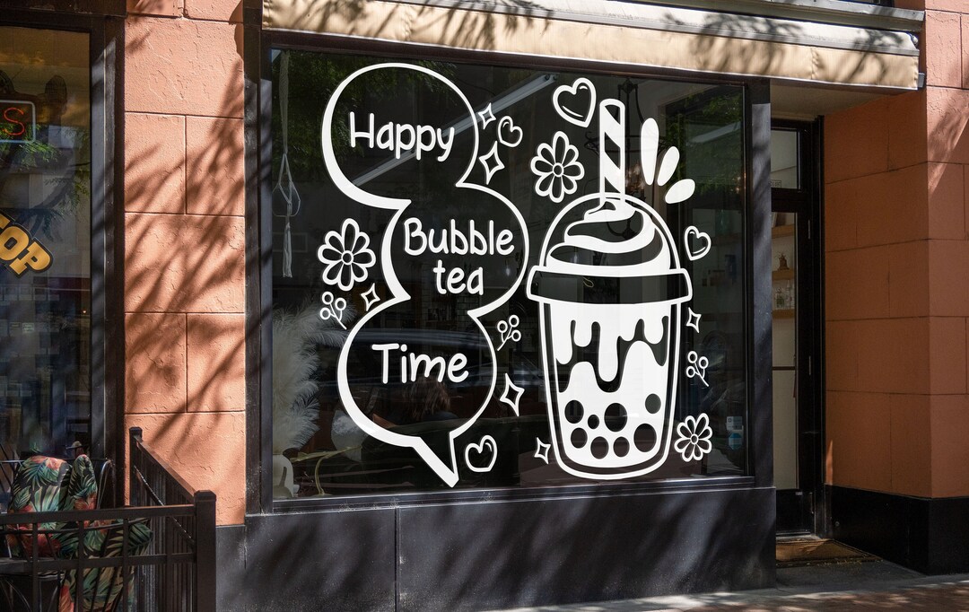 Bubble Tea Decal for Shop Window Display Showcase Bubble Tea - Etsy
