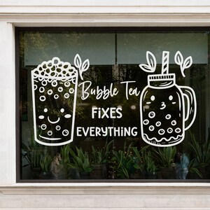 Cute Bubble Tea Quote Window and Wall Vinyl Decal for Store Decor ...