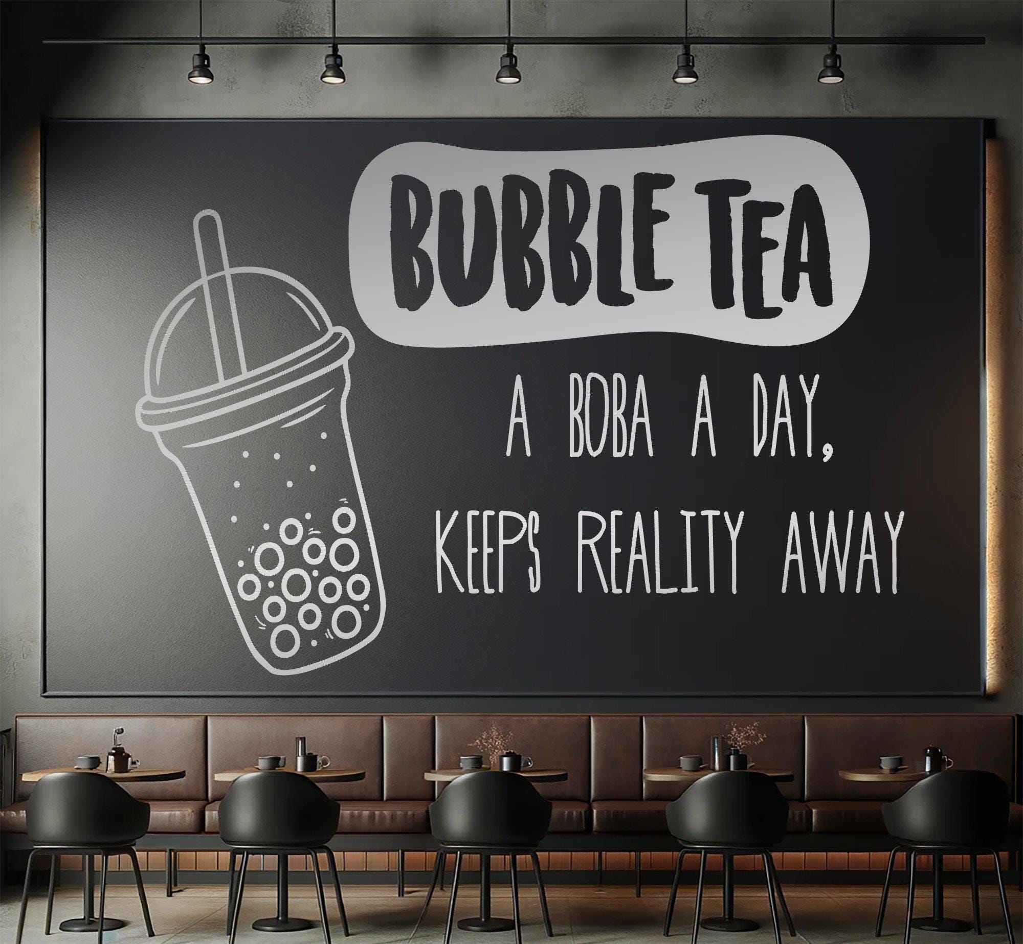 Minimalise Design Bubble Tea Window Decal – Small & Affordable Boba ...