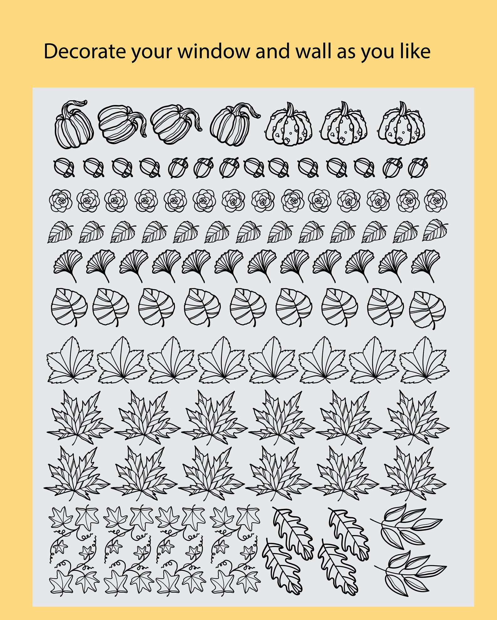 Fall Leaves Vinyl Decal: Nature-inspired, Line Art Autumn Leaves for ...