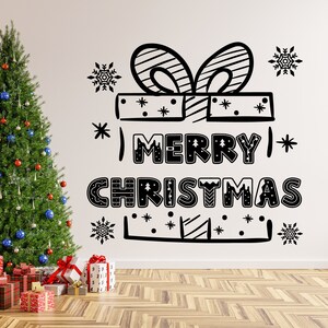 Christmas Present Gift Box Window Decoration Sticker, Merry Christmas ...