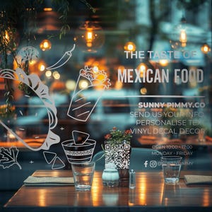 Personalised Business Logo and Text for Mexican Tacos Window & Wall ...