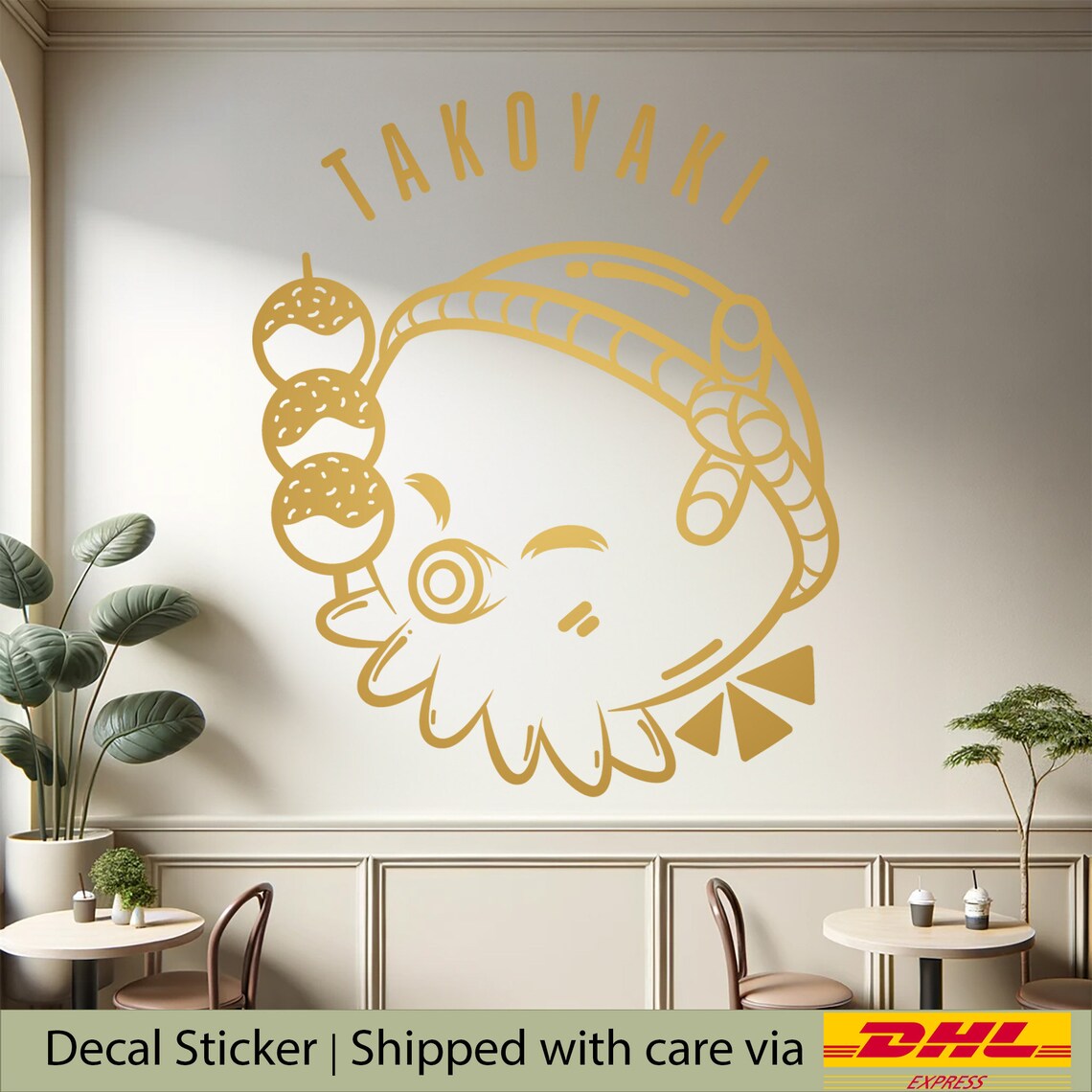 Cute Takoyaki With Octopus Decal Sticker for Restaurant & Food Truck ...