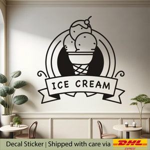 Sweet Ice-cream Logo Vinyl Outdoor Decal Design for Cafe Window and ...
