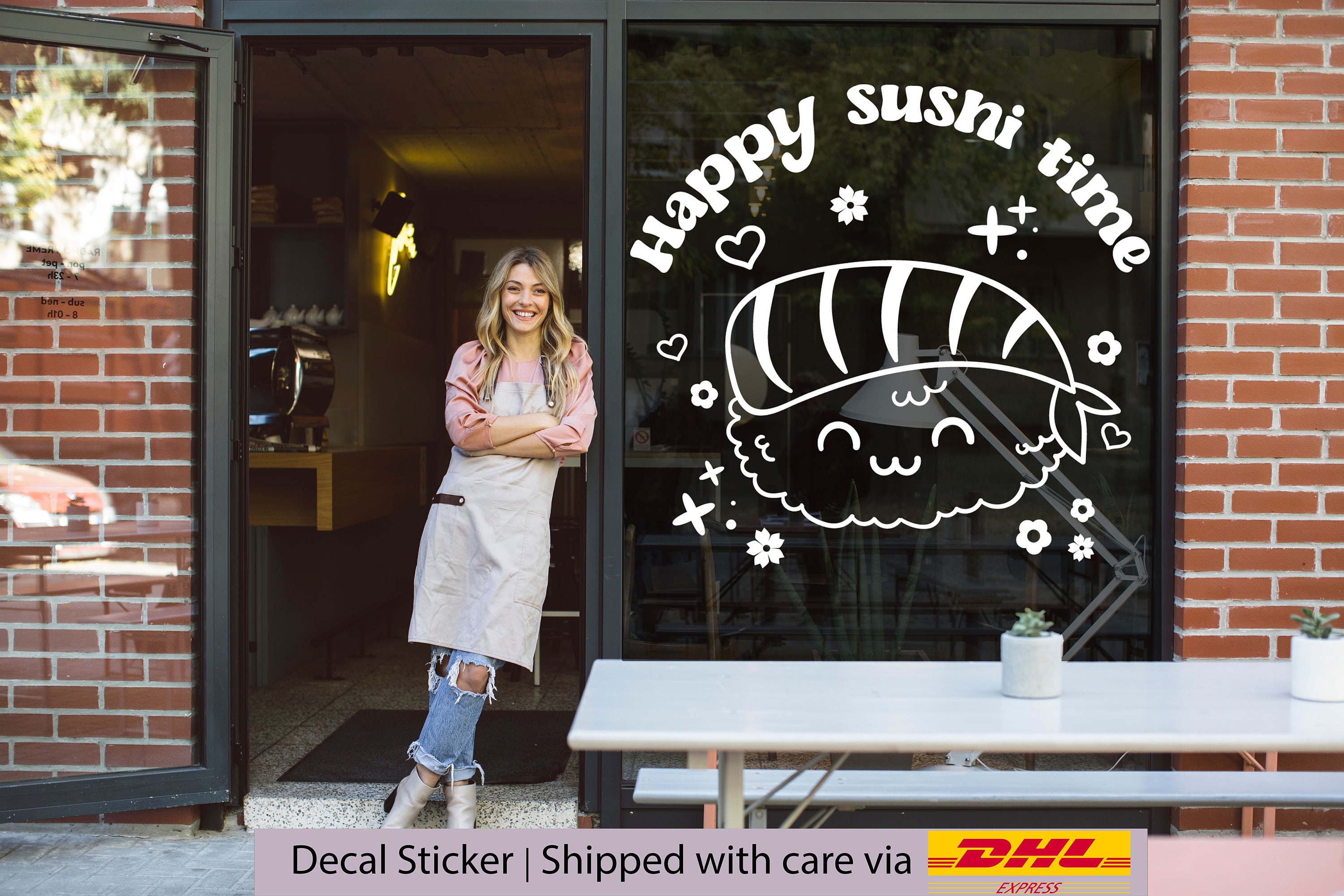 Custom Sushi Restaurant Window & Wall Vinyl Decals, Eye-catching Sushi ...